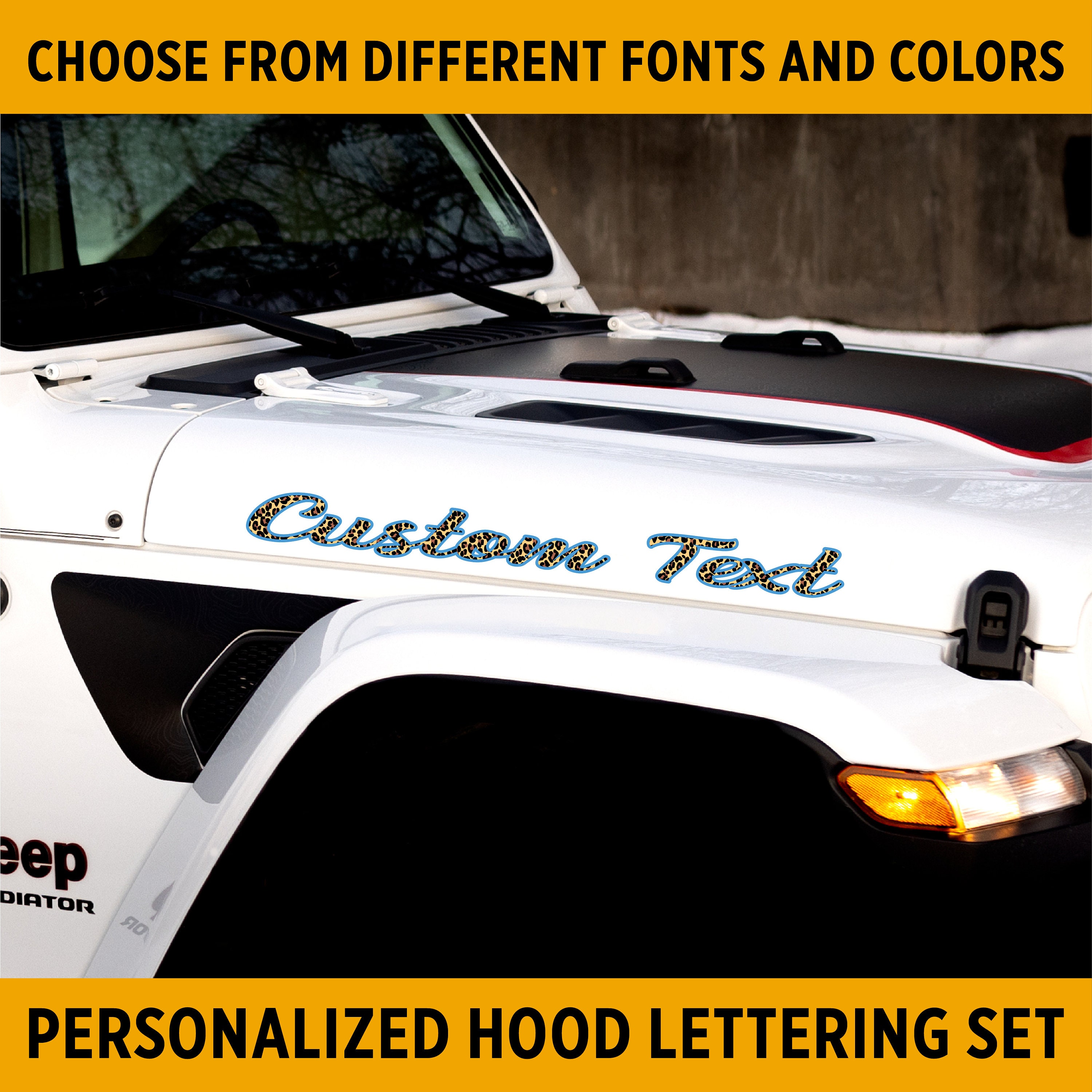 Custom Leopard Jeep Decal, Personalized Car Hood Sticker - Etsy