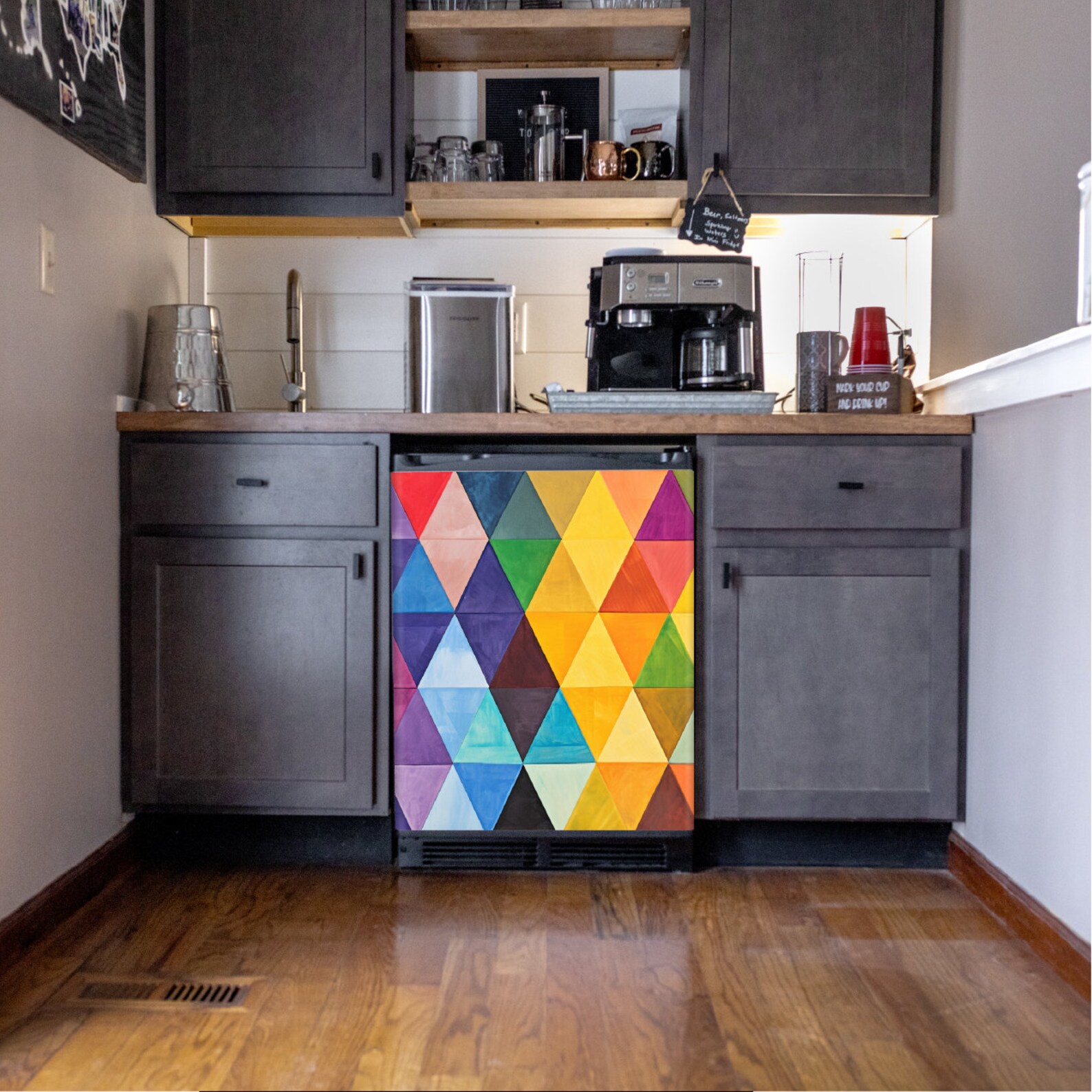 Geometric Triangle Fridge Wrap, Colorful Vinyl Decal, Modern Art - Etsy