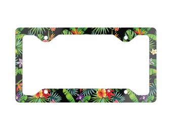 Bright Realistic Tropical Palm Leaves and Red Hibiscus Flowers Boho ...