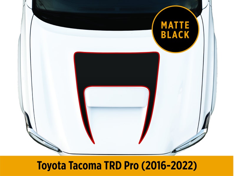 Toyota Tacoma TRD Pro Hood Decal (2016-2022) - Matte Black With Outline ...