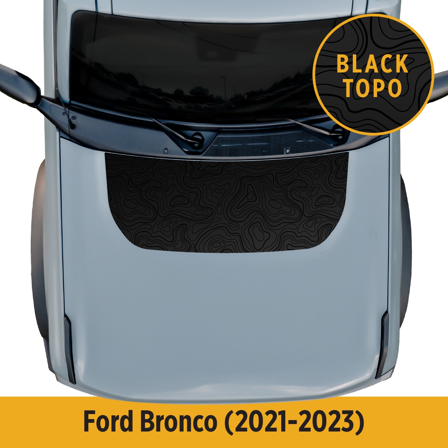 Ford Bronco Hood Graphic - Matte Black Topo Vinyl Wrap - Etsy