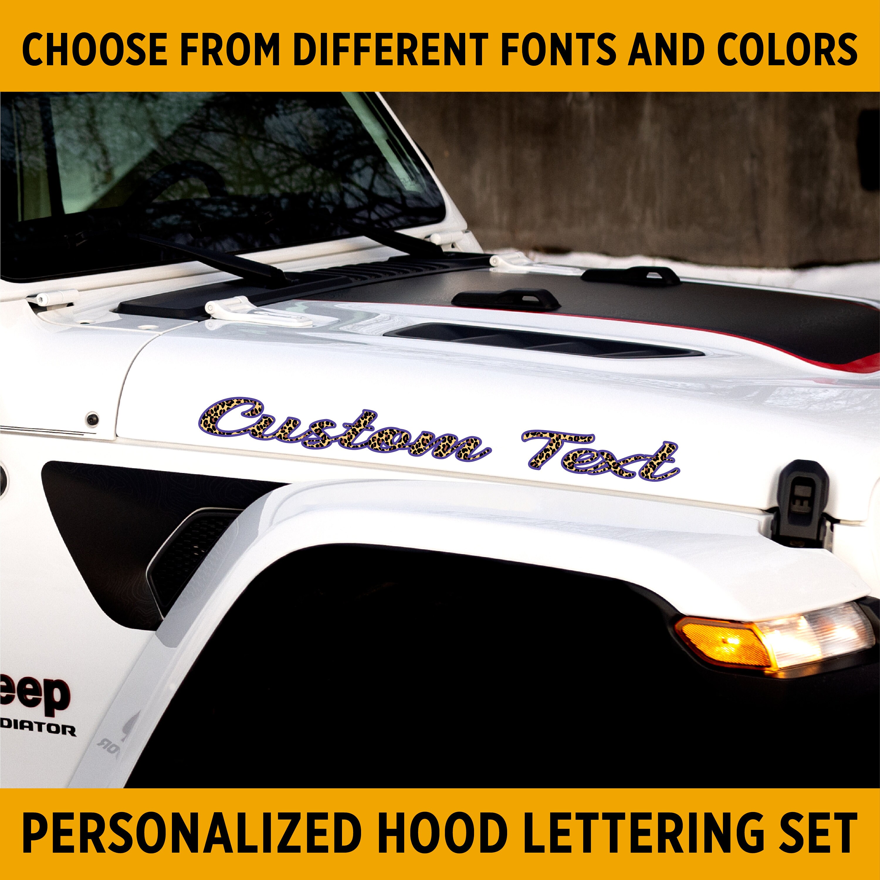 Custom Leopard Jeep Decal, Personalized Car Hood Sticker - Etsy