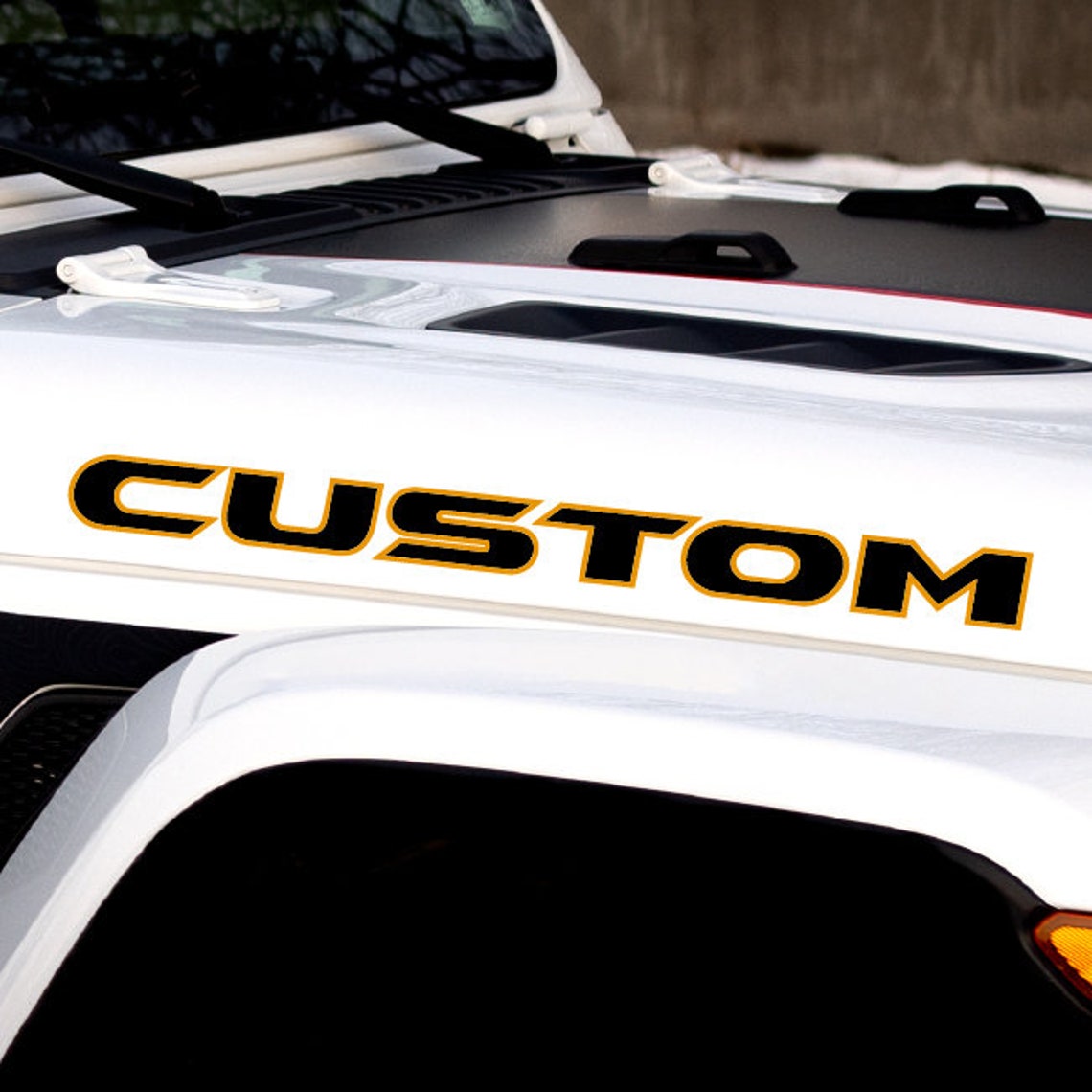 Custom Black Lettering Sticker Decal for Hood With an Outline - Etsy