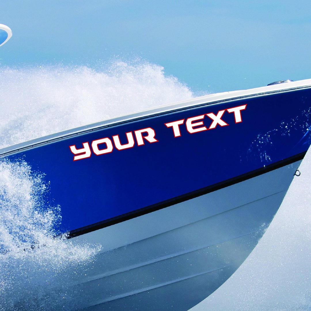Boat Custom Vinyl Lettering Sticker Decal With Outline - Set of 2 ...