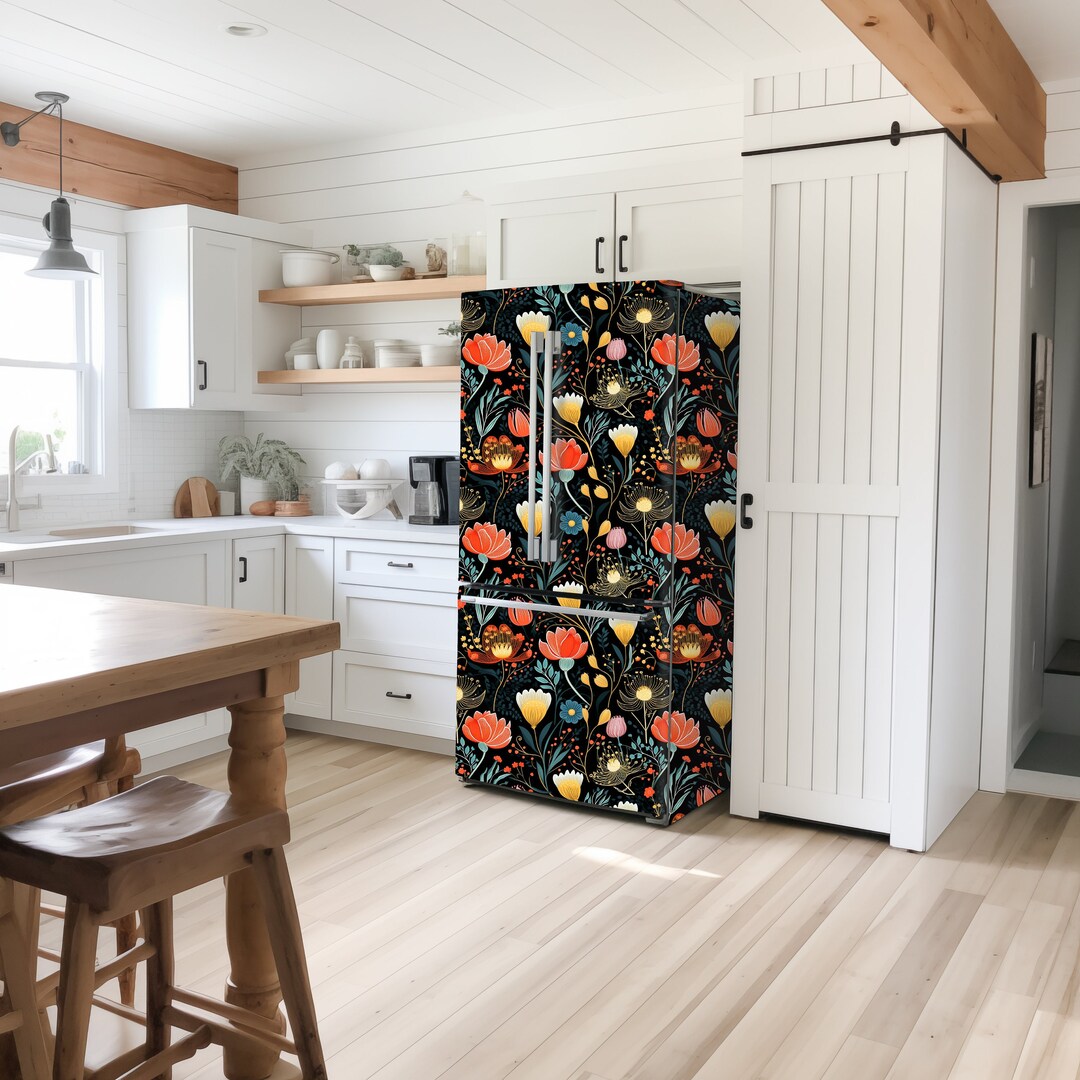 Floral Pattern Fridge Wrap, Rustic Farmhouse Decor - Etsy