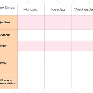 Lesson Plan and Unit Plan Calendar Template OBJECTIVE, FORMATIVE ...