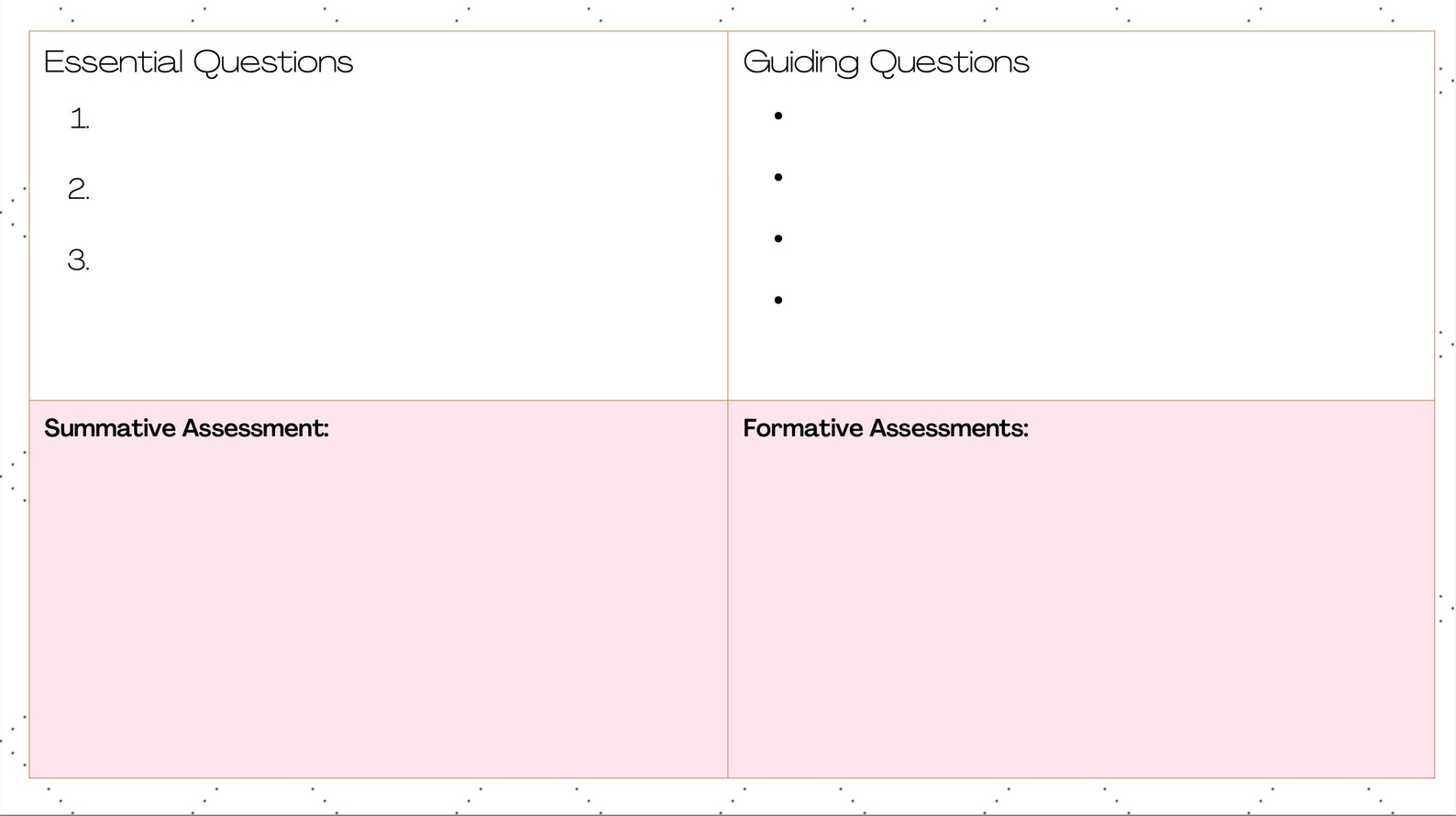 Lesson Plan and Unit Plan Calendar Template OBJECTIVE, FORMATIVE ...