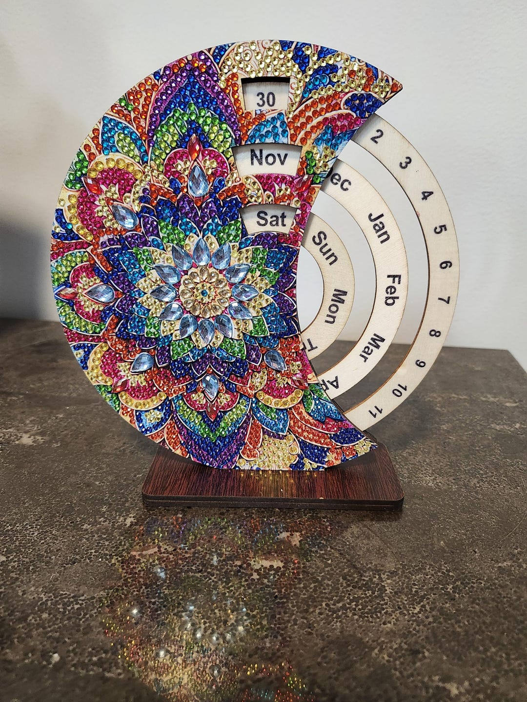 Rotating Calendar on Wood Completed Diamond Painting - Etsy