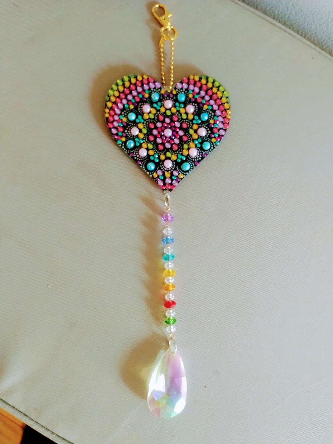 Heart Keychain/suncatcher Completed Diamond Painting - Etsy