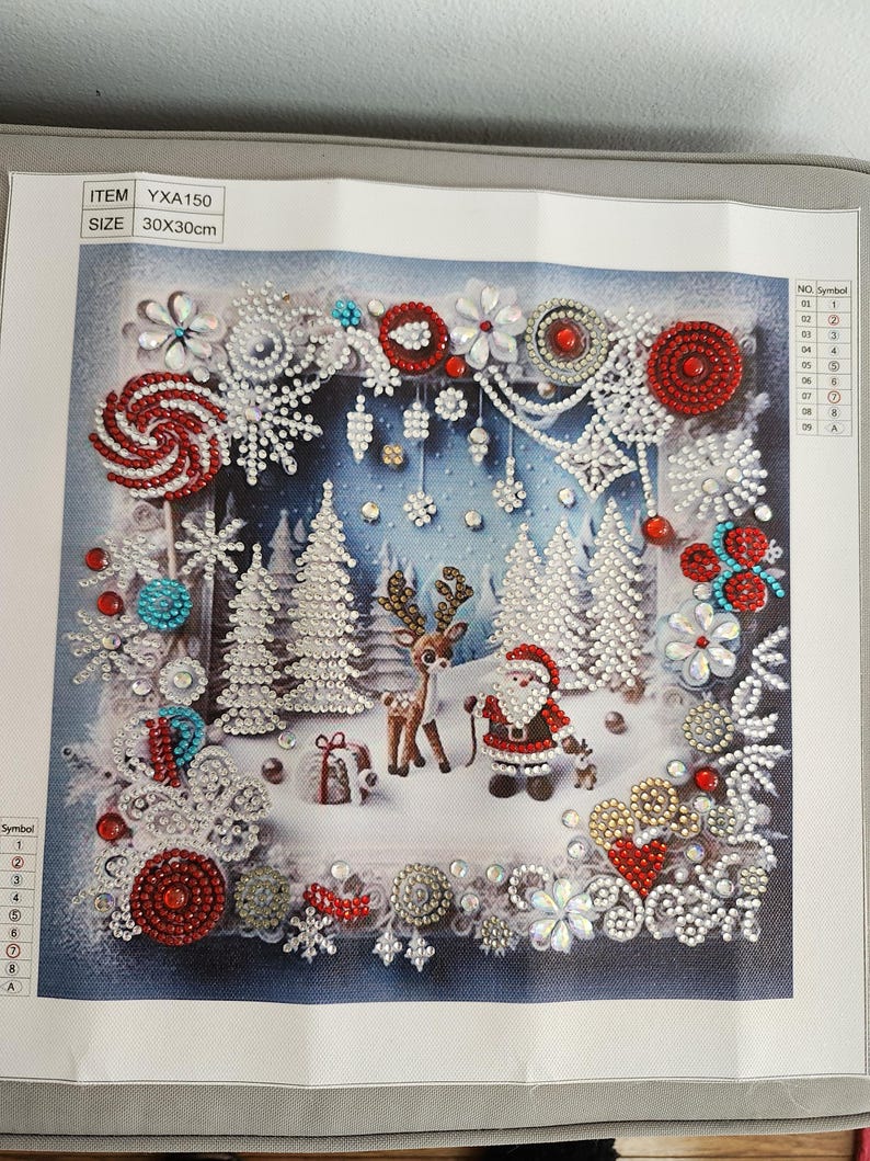 Christmas Scene With Santa and Reindeer Completed Diamond Painting Pic ...