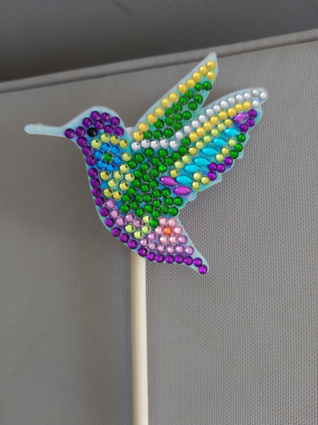 Hummingbird Plant Stake Completed Diamond Painting - Etsy