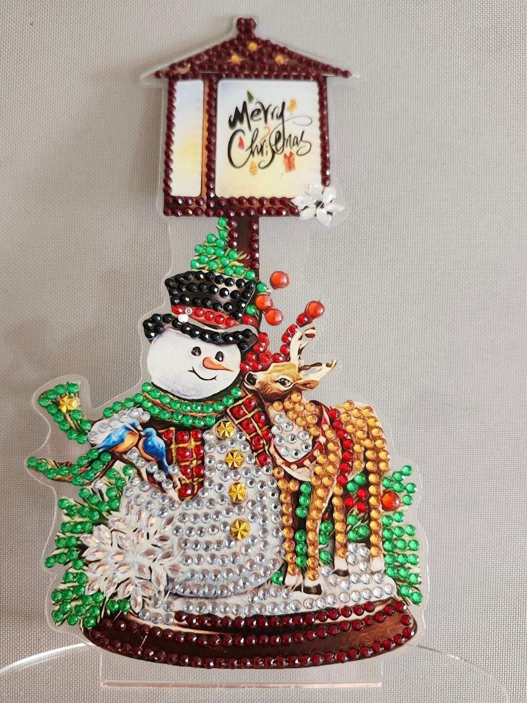 Merry Christmas Suncatcher on Stand Completed Diamond Painting - Etsy