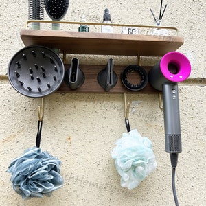Dyson Hair Dryer Hanger, Bathroom Storage Rack, Solid Wood Bathroom ...