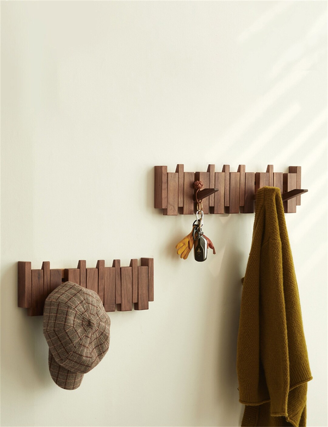 Walnut Piano Key Hooks Shrinkable Row Hooks Bathroom Storage - Etsy