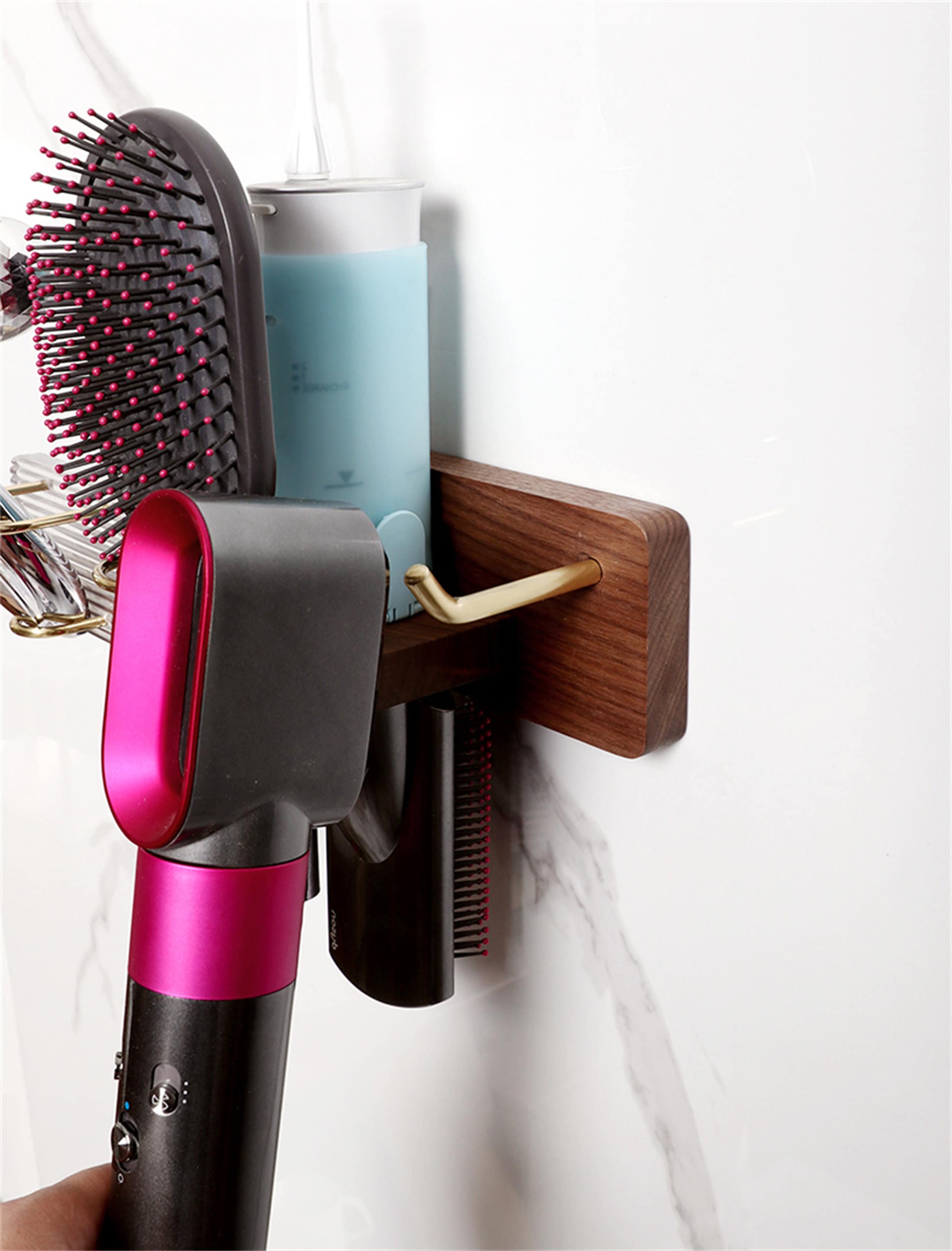 Dyson Curling Wand Holder, Black Walnut Hanging Bracket, Wall Mounted ...