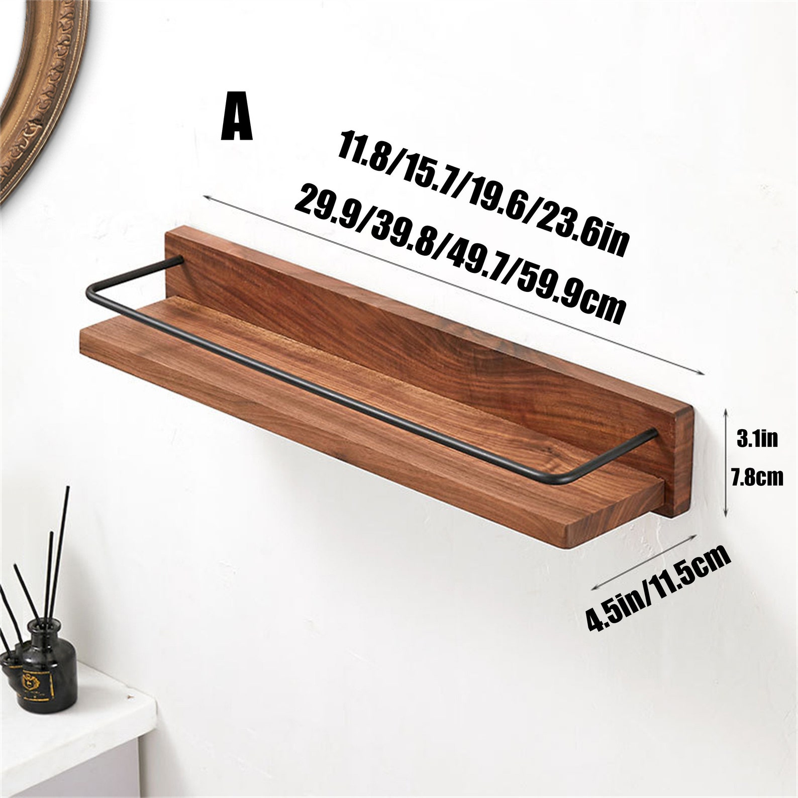 Black Walnut Shelf Bathroom Storage Rack Solid Wood Towel - Etsy Canada