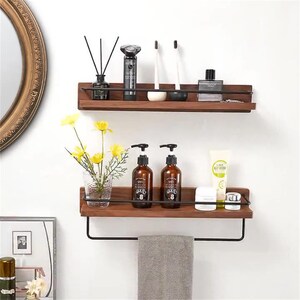 Black Walnut Shelf, Bathroom Storage Rack, Solid Wood Towel Rack ...
