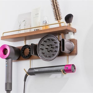 Dyson Hair Dryer Hanger, Bathroom Storage Rack, Solid Wood Bathroom ...
