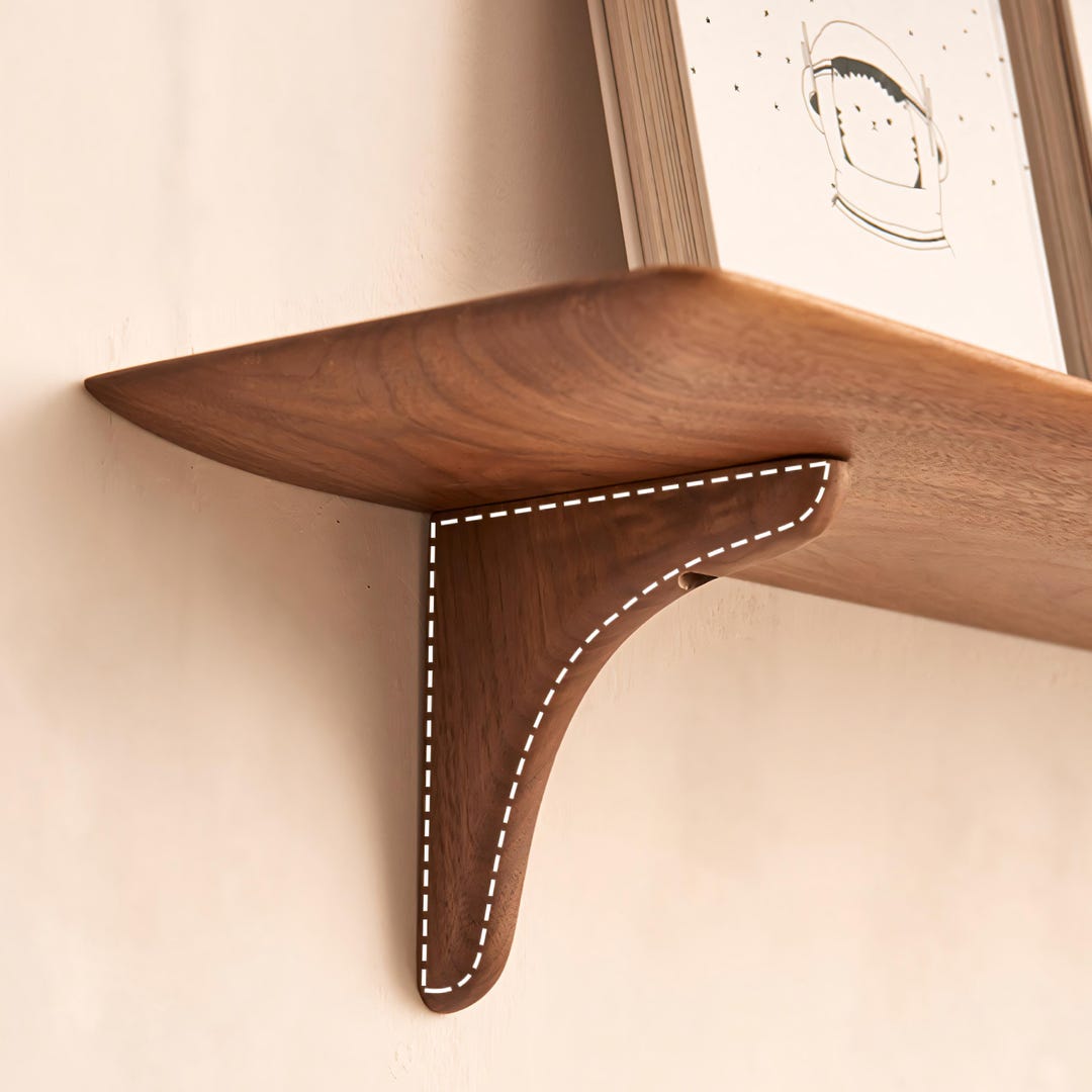 Solid Wood Triangle Wall Shelf, Wall Shelves, Black Walnut Study ...