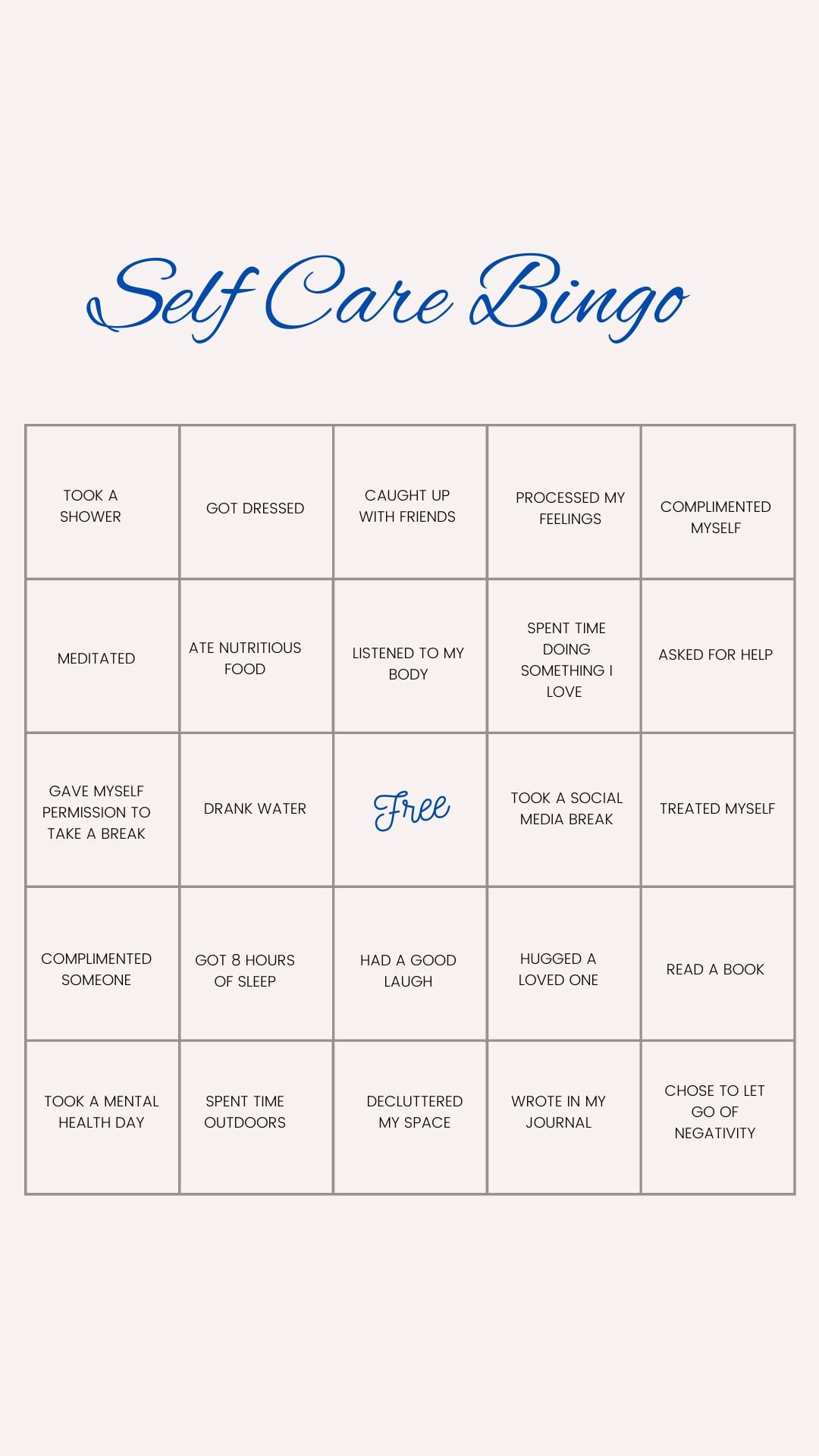 Self Care Bingo - Etsy