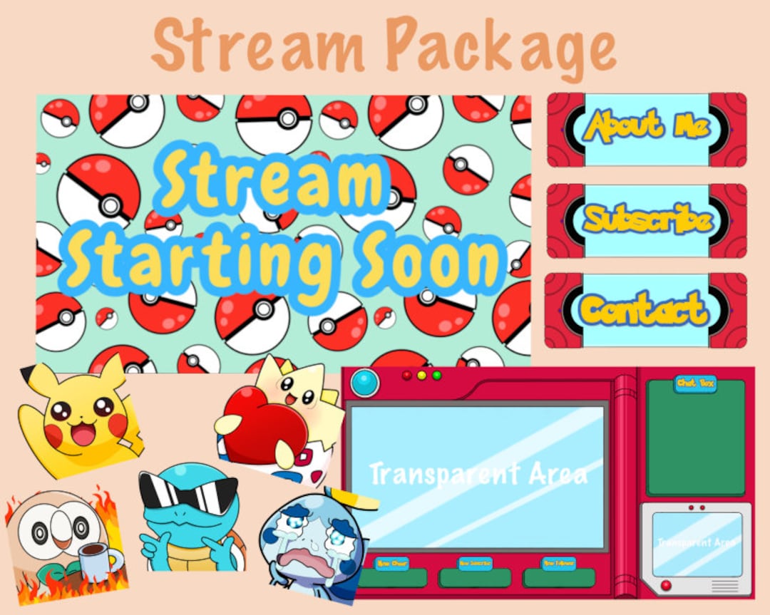 Animated Pokemon Stream Package Overlay for Twitch, Youtube. Fun Twitch Overlays and Twitch ...