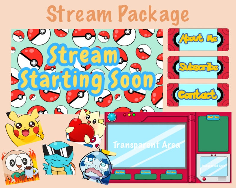 Animated Pokemon Stream Package Overlay for Twitch, Youtube. Fun Twitch ...