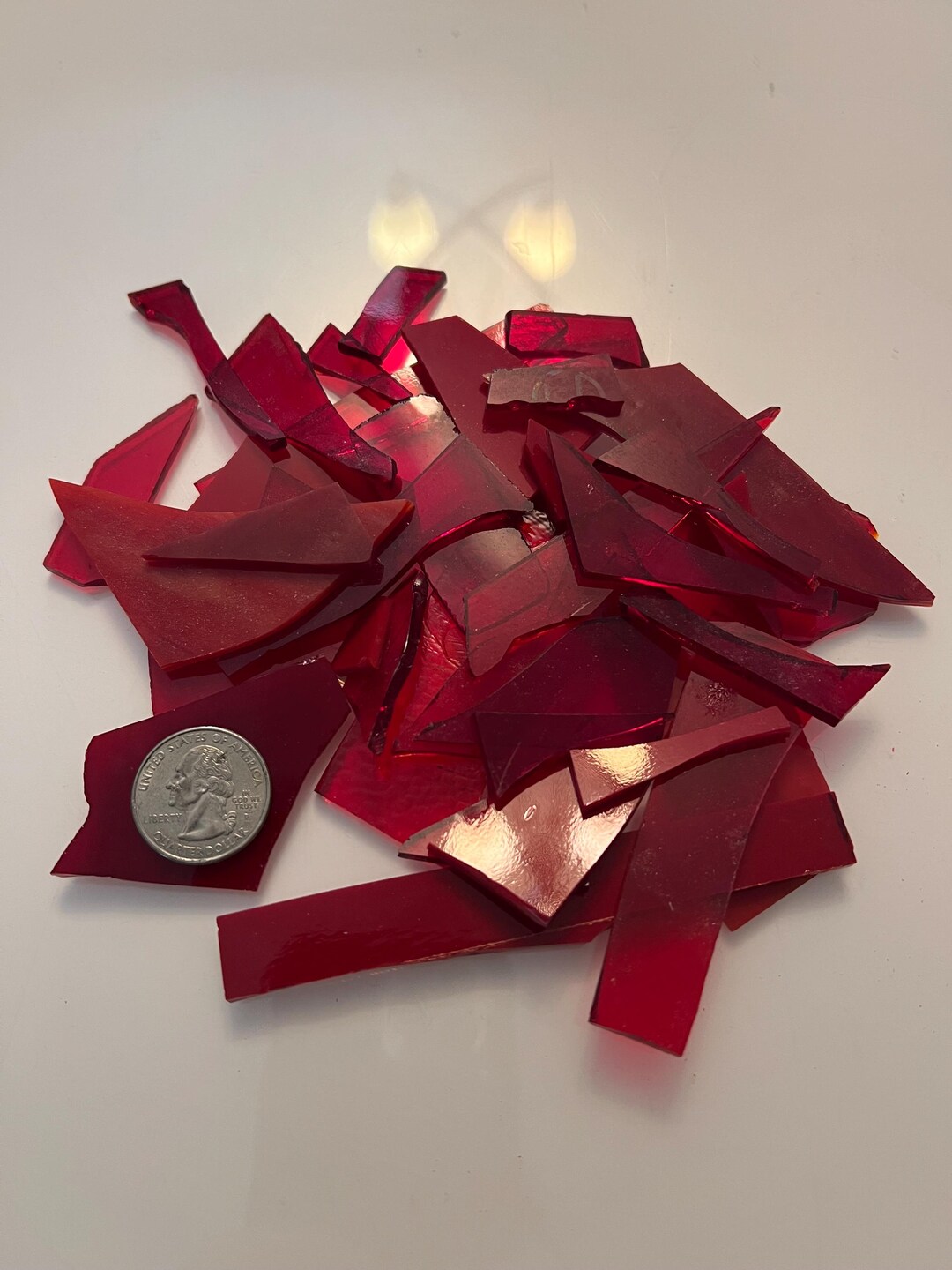 RED Stained Glass Pieces by the Pound, Great for Mosaic, Various ...