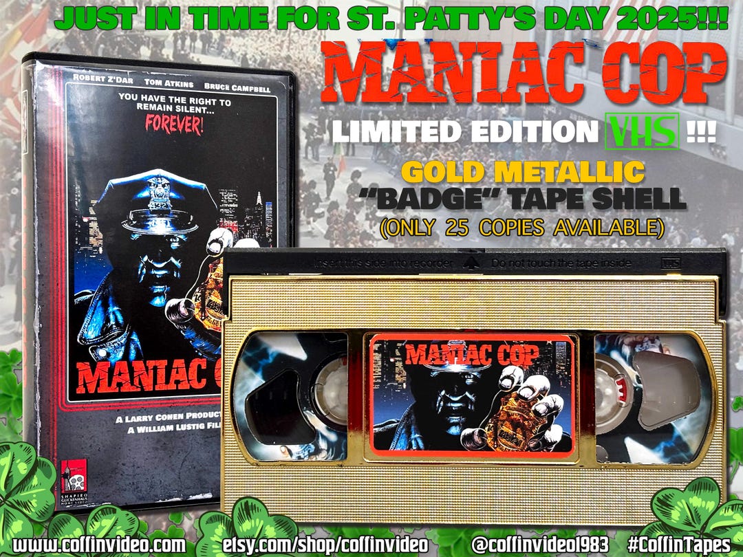 Maniac Cop (1988) "custom VHS Tape" - Coffin Video Rentals - Etsy