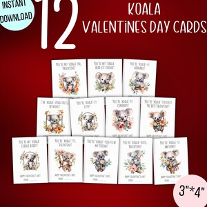 Printable Koala Valentine's Day Cards, Kids Classroom School Valentines ...