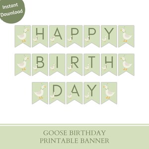 Printable One Silly Goose Birthday Banner, Goose Birthday Party Banner ...