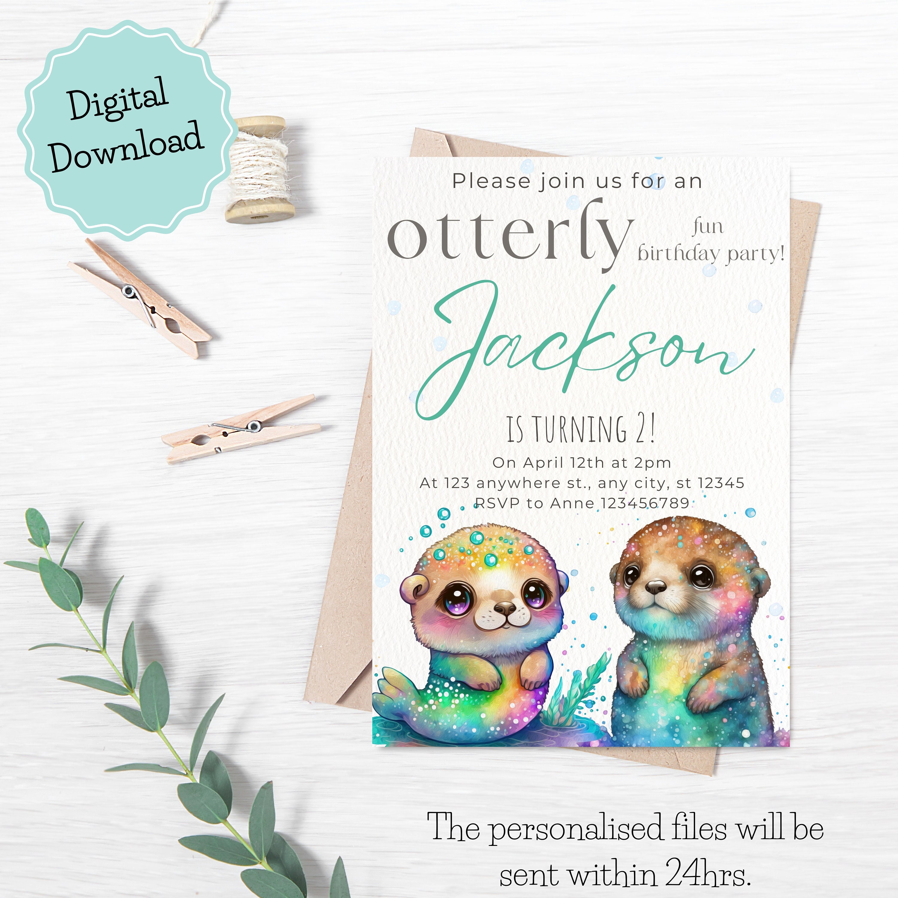 Printable Otter Birthday Party Invitation, Printable Otter Party Invite ...