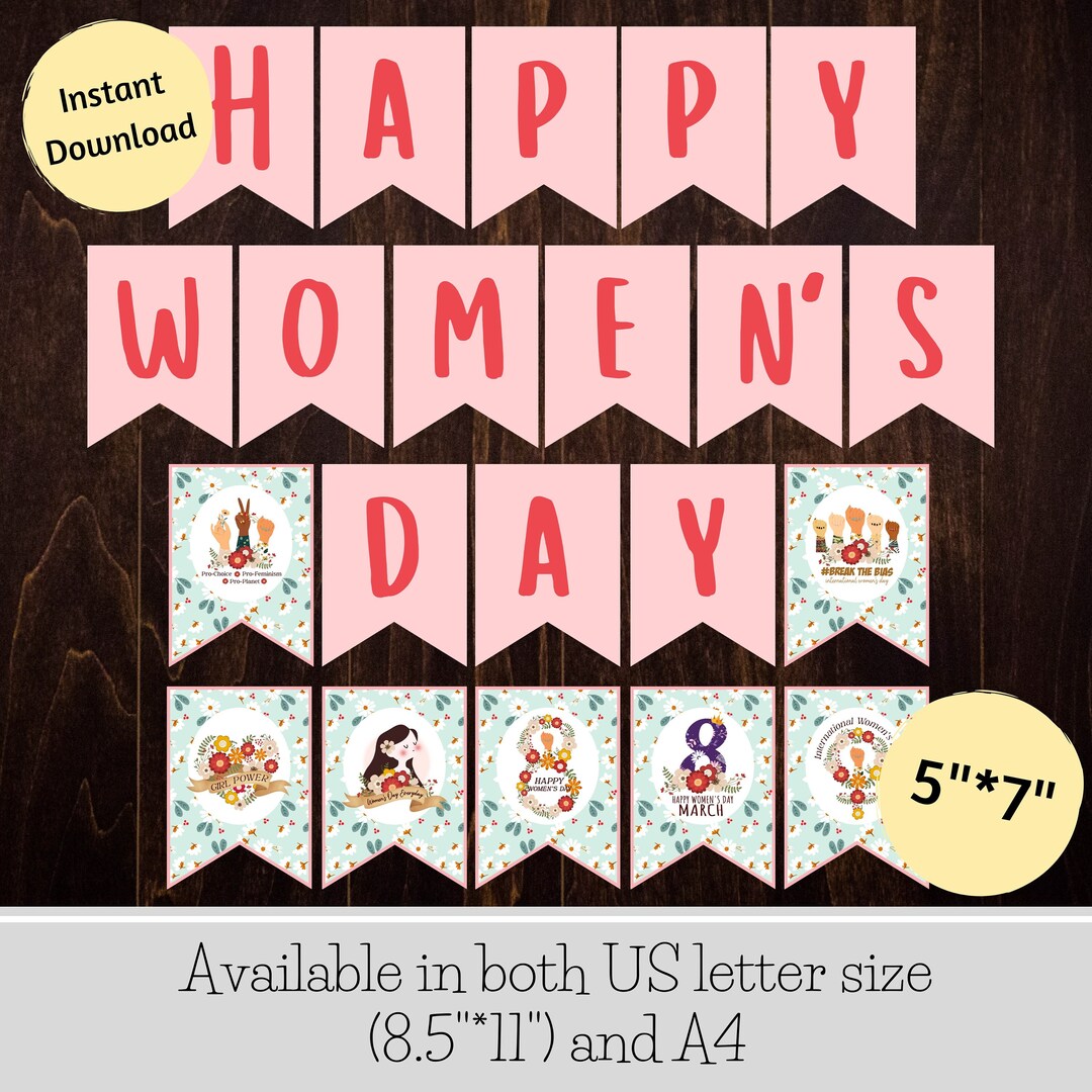 Printable Happy Women's Day Banner, International Women's Day Banner ...
