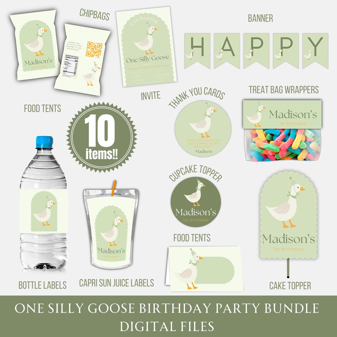 Printable One Silly Goose Birthday Party Invitation, Silly Goose First ...