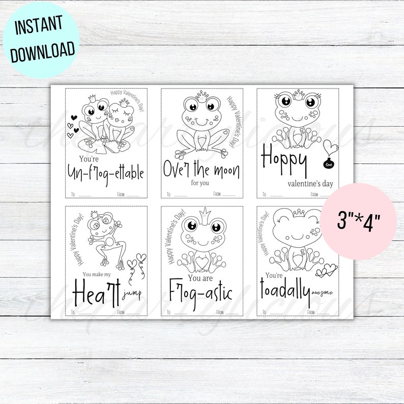 Printable Frog Coloring Valentine's Day Card, Toadally Awesome School ...
