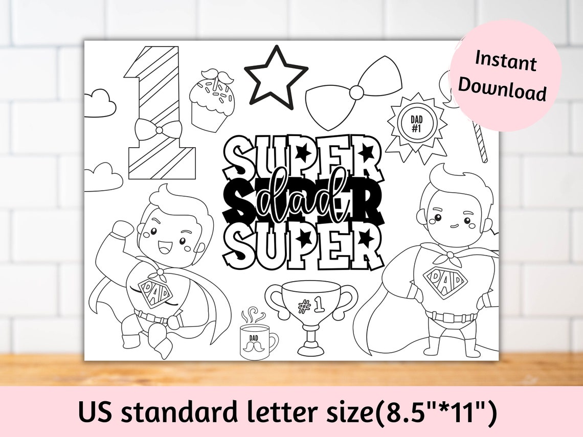 Printable Father's Day Coloring Page, Kids Coloring Activity for Dad ...