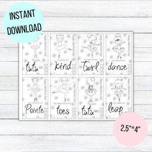 Printable Cute Ballerina Coloring Valentine's Day Cards, Ballerina ...