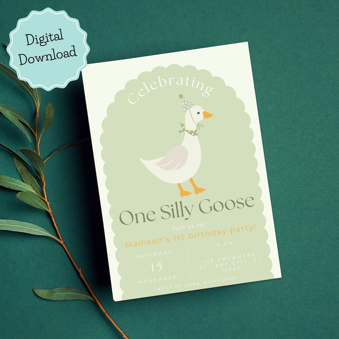 One Silly Goose Birthday Invitation, Goose Birthday Invite, Goose ...