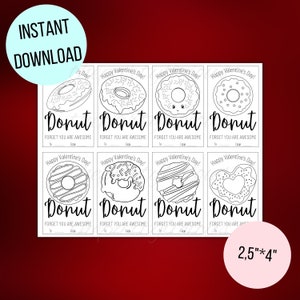 Printable Donut Coloring Valentine's Day Card, Donut School Classroom ...