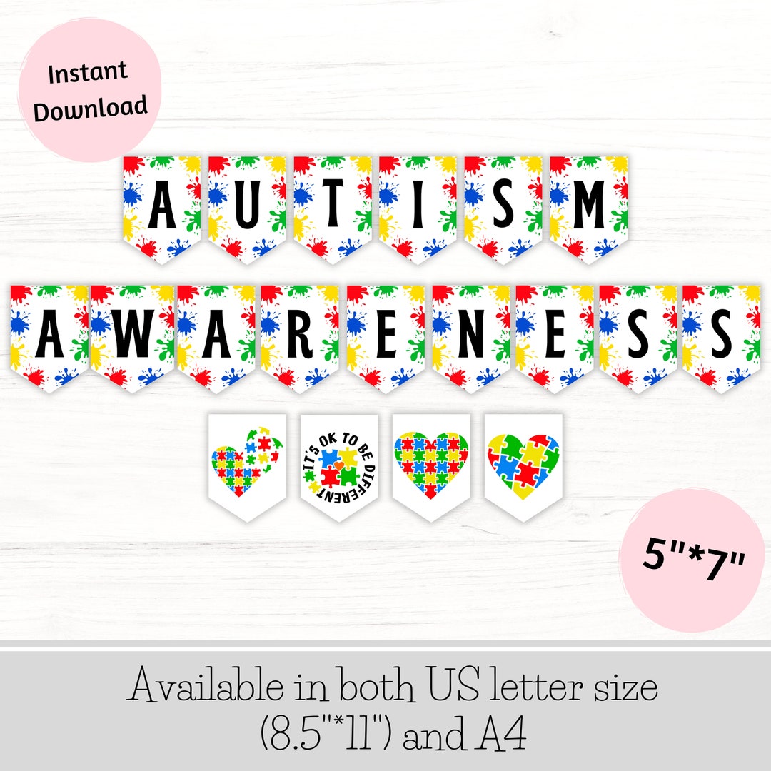 Digital Autism Awareness Banner, Autism Awareness Bunting, Special ...