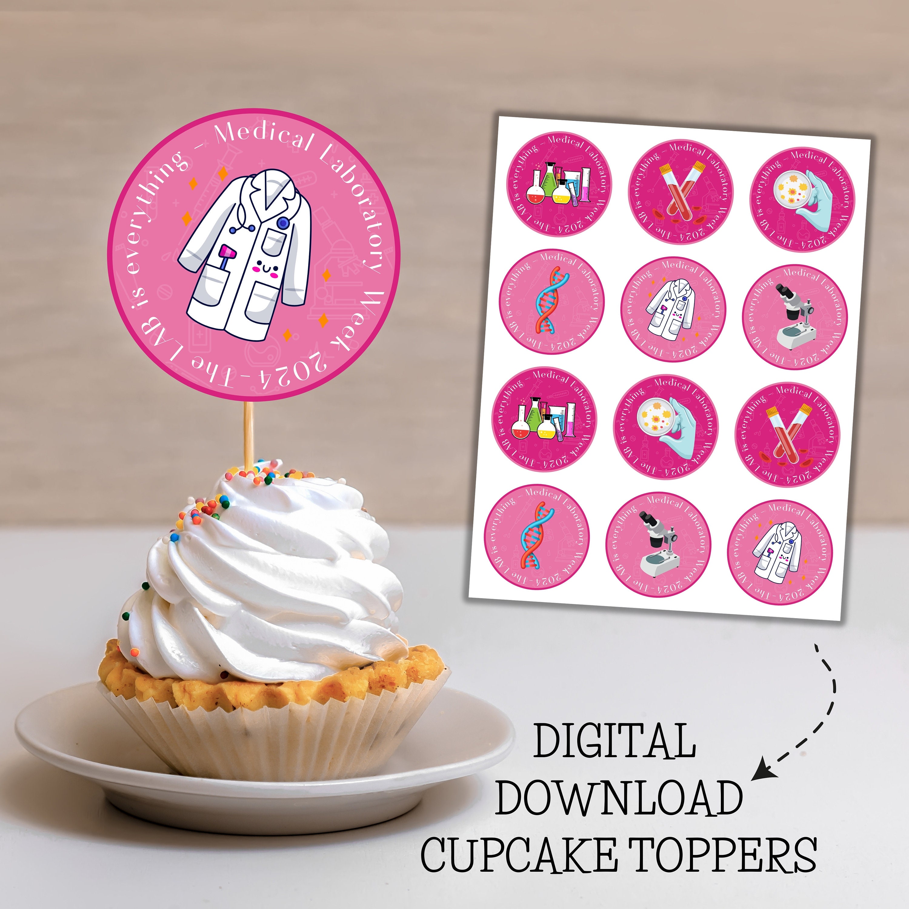 Digital Lab Week 2024, Lab is Everything Cupcake Toppers, Laboratory ...