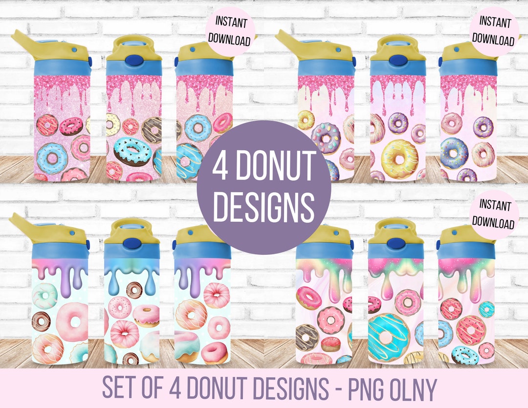 12 Oz Donut Flip Top Straight Tumbler Wrappers, Glitter Donut Flip Top ...