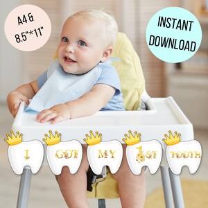 Printable First Tooth Banner, Sunflower Atam Hatik Baby's First Tooth ...