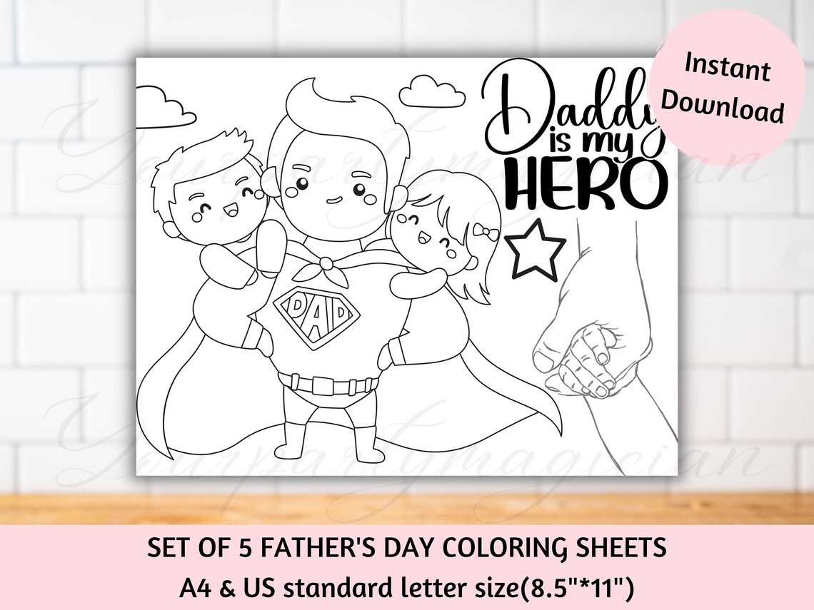 Printable Happy Father's Day Coloring Pages, Kids Coloring Activity ...