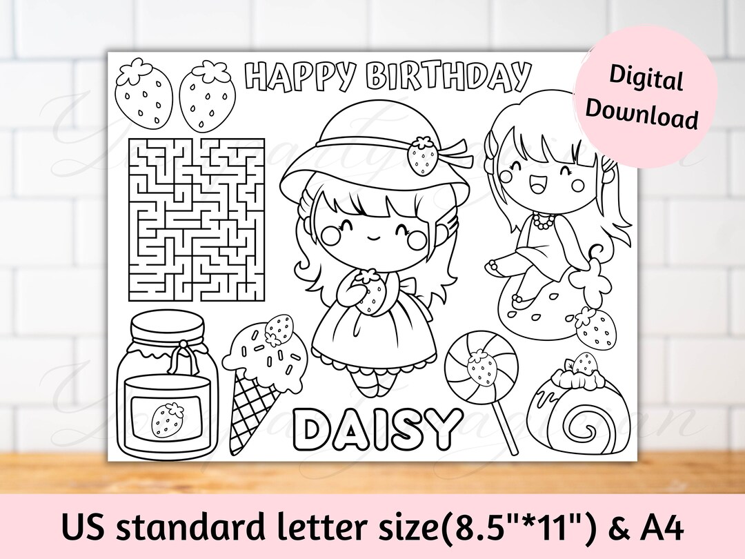 Printable Berry Birthday Placemats, Strawberry Activity Placemats ...