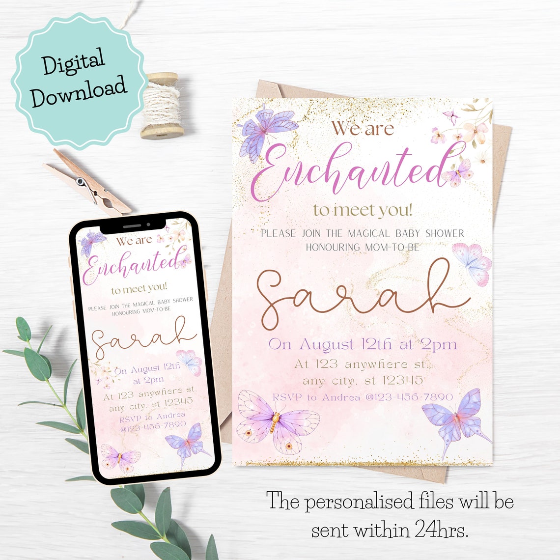 We Are Enchanted to Meet You Baby Shower Party Invitation, Enchanted ...