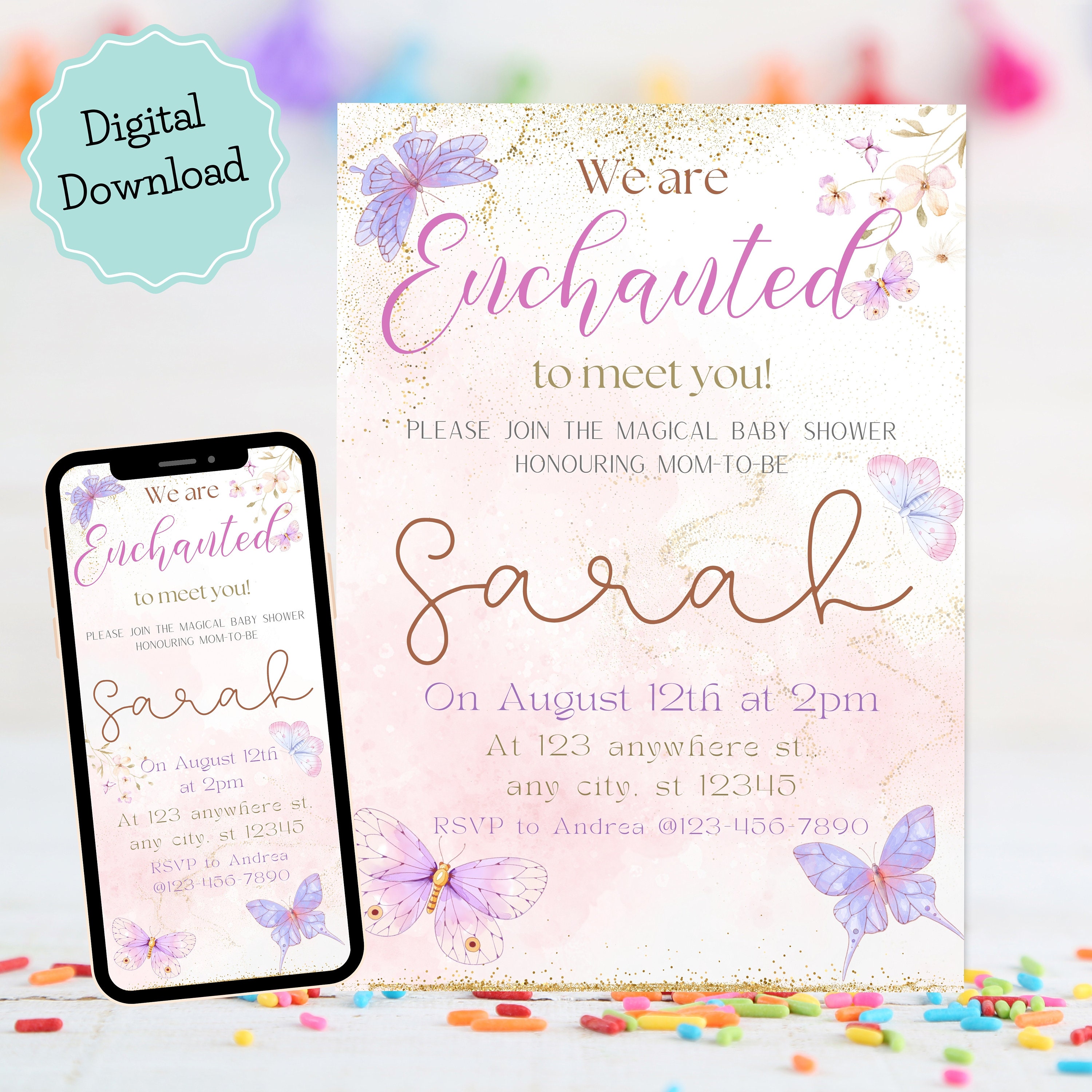 We Are Enchanted to Meet You Baby Shower Party Invitation, Enchanted ...