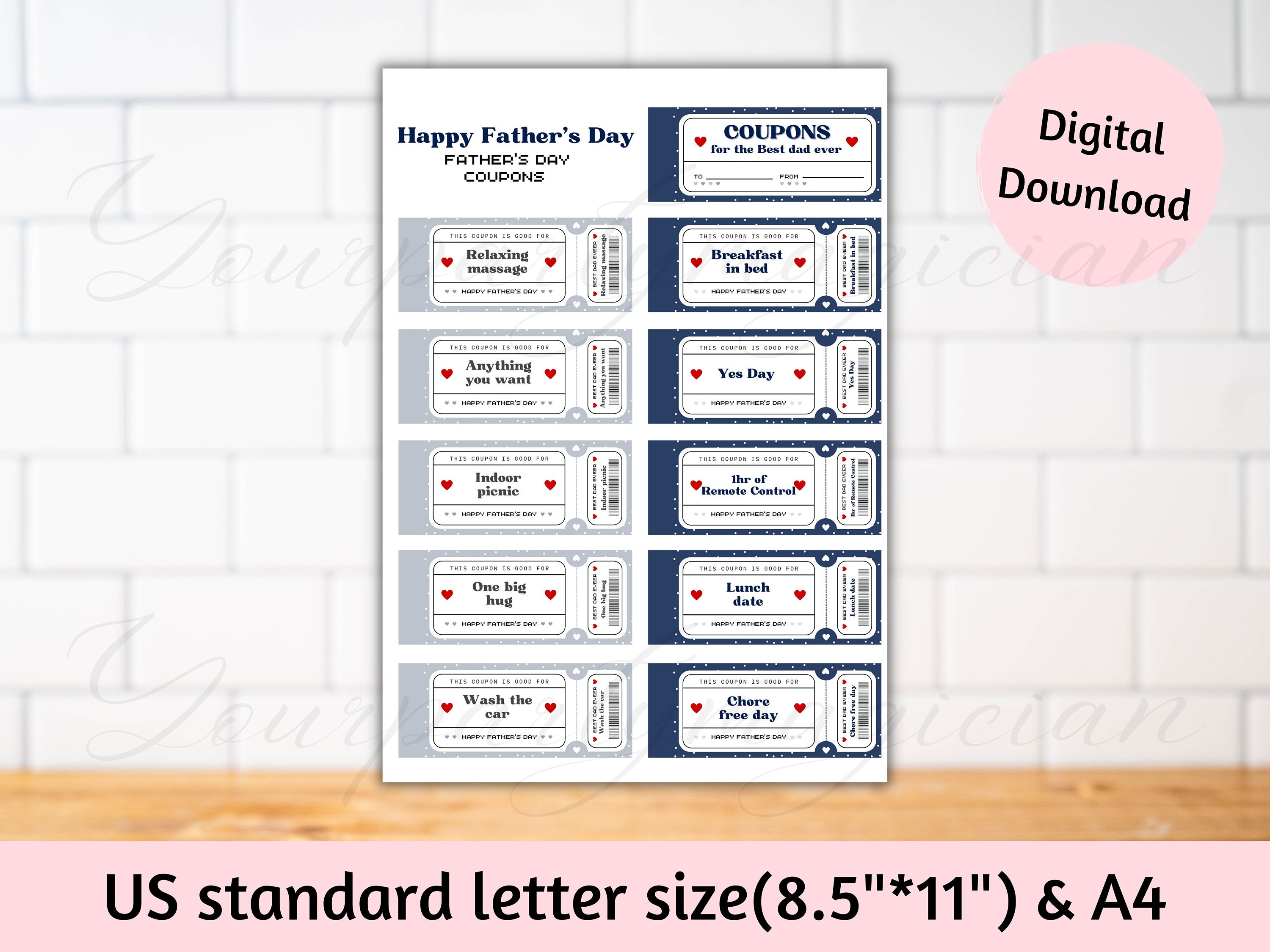 Printable Father's Day Coupon Book Father's Day - Etsy