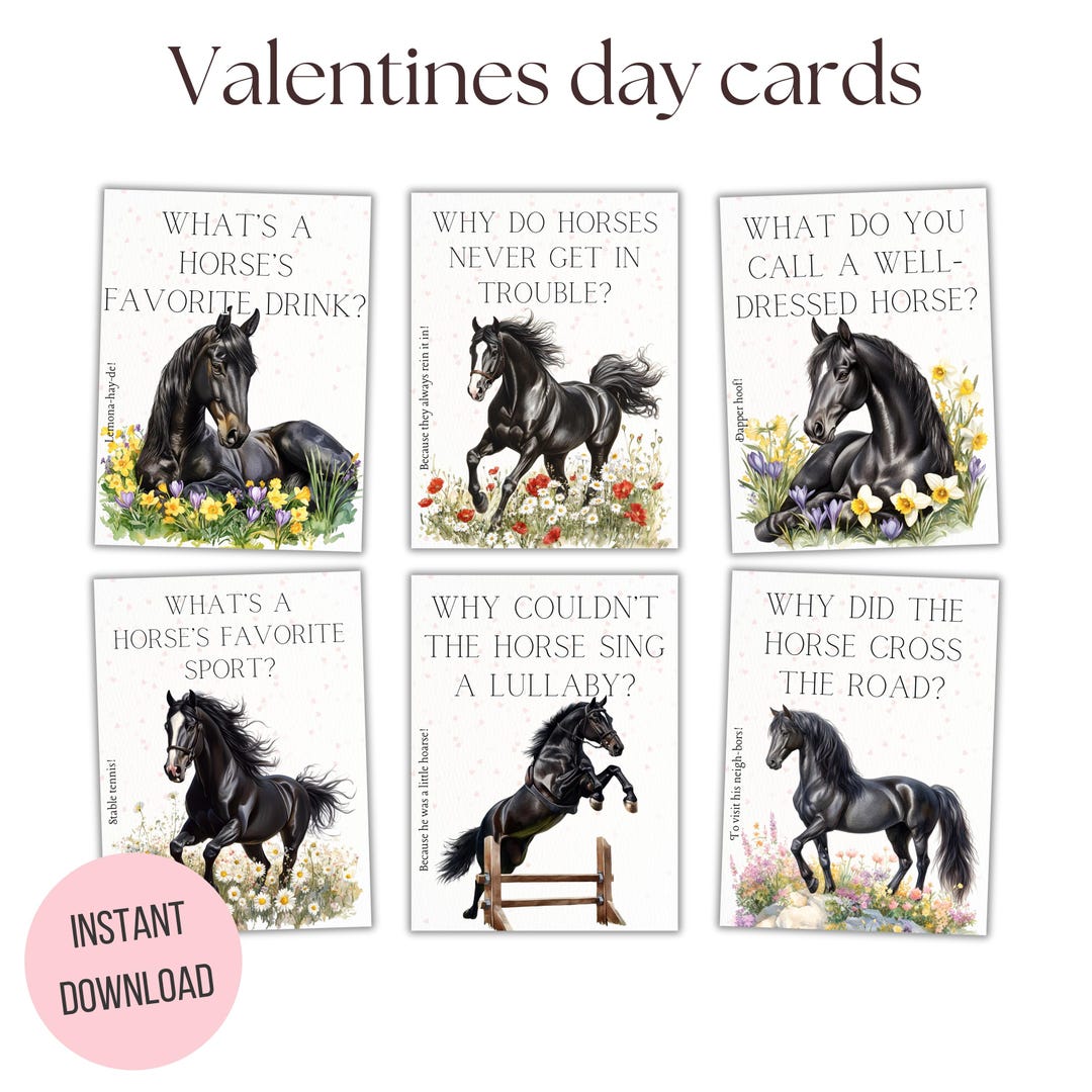 Printable Horse Valentine's Day Cards, Horse Riding School Classroom ...