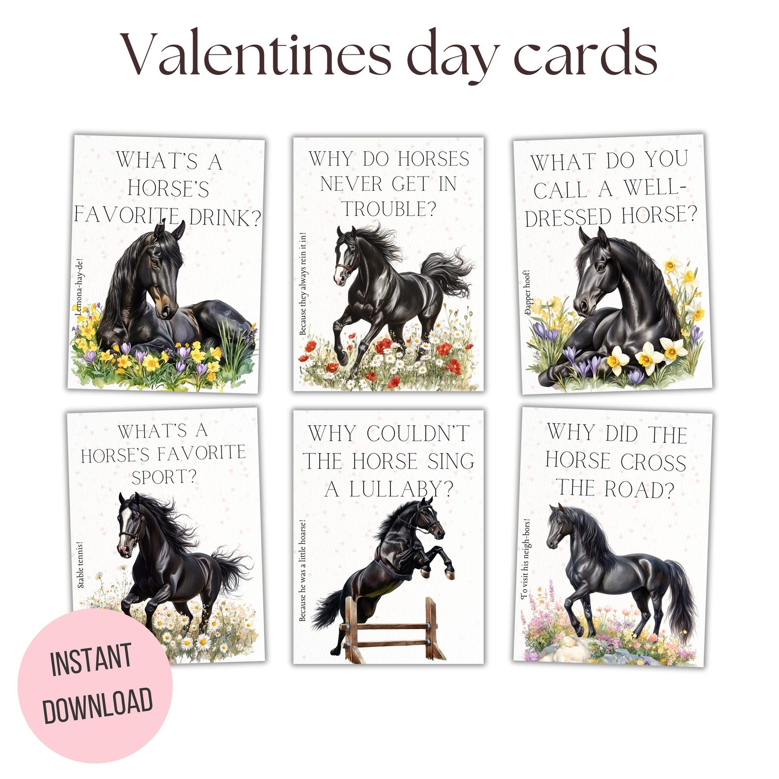 Printable Horse Valentine's Day Cards, Horse Riding School Classroom ...