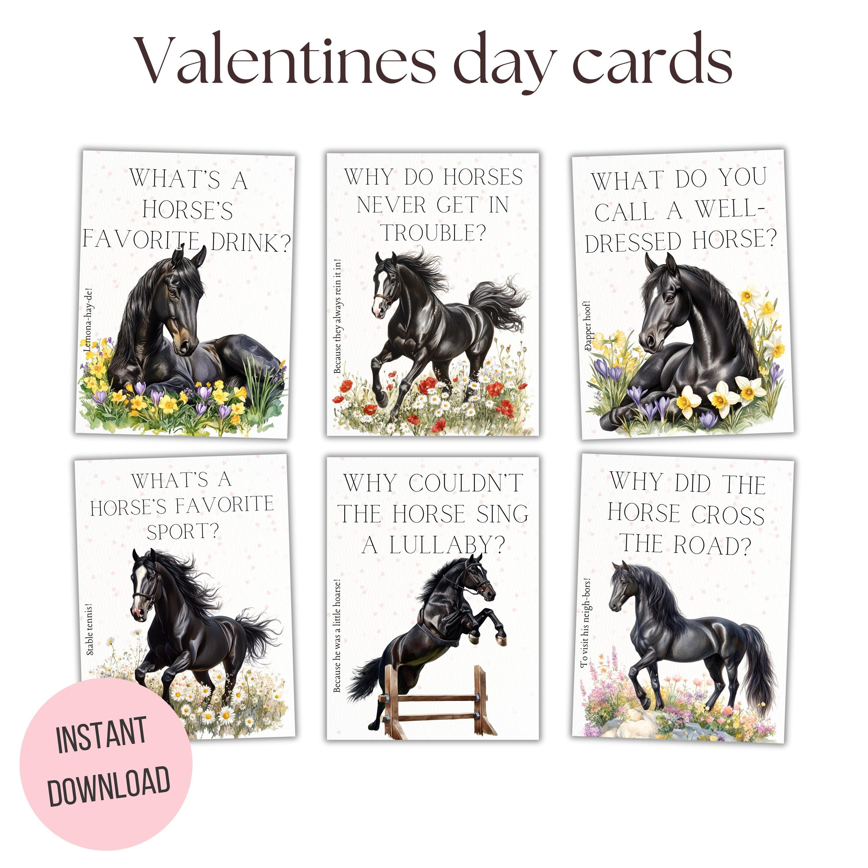 Printable Horse Valentine's Day Cards, Horse Riding School Classroom ...